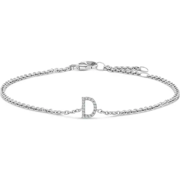 HAUS OF BRILLIANCE 10k Gold Diamond Accent Initial Charm Link Bracelet - White | D